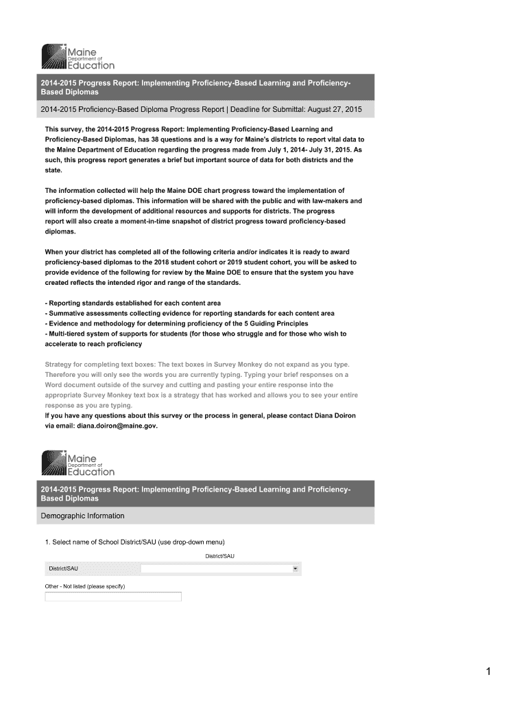 Fillable Online 2014-2015 Progress Report: Implementing Proficiency ...