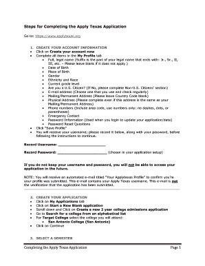 Fillable Online Steps for Completing the Apply Texas Application Fax ...