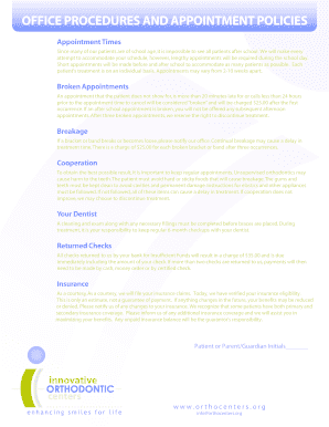 Fillable Online orthocenters Office procedures and appointment policies ...