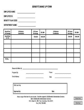 Fillable Online BENEFITS MAKE UP FORM Fax Email Print - pdfFiller