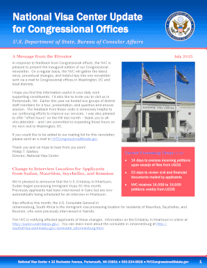 Fillable Online National Visa Center Update Fax Email Print - pdfFiller