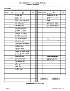 Fillable Online PAINTERS SUPPLY AND EQUIPMENT CO Office Supply Order Form Fax Email Print ...