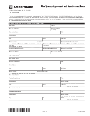 Fillable Online Plan Sponsor Agreement and New Account Form Fax Email Print - pdfFiller