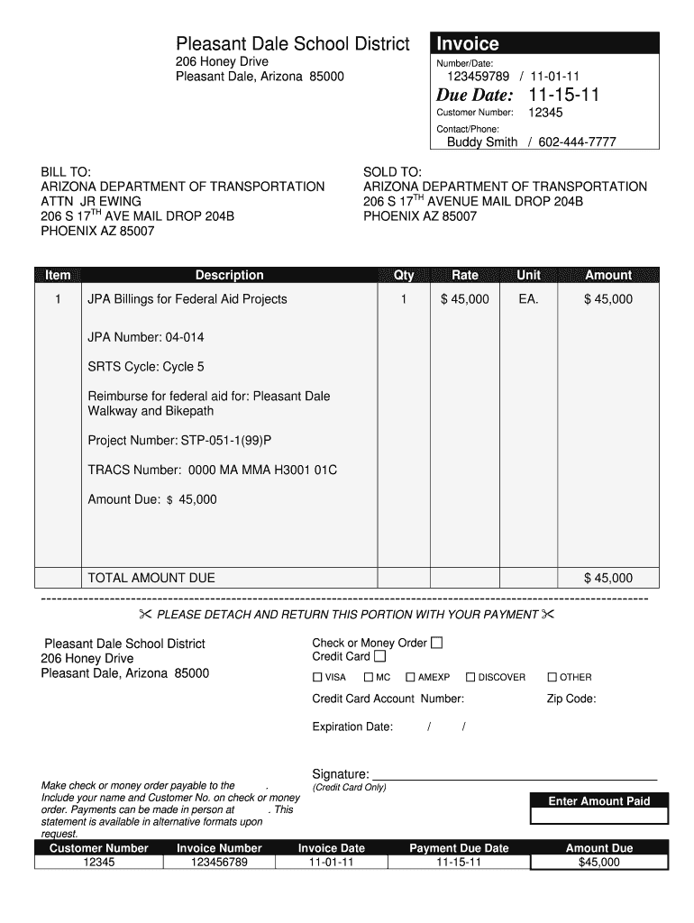 Fillable Online azdot SRTS Invoice Form Example for Infrastructure ...