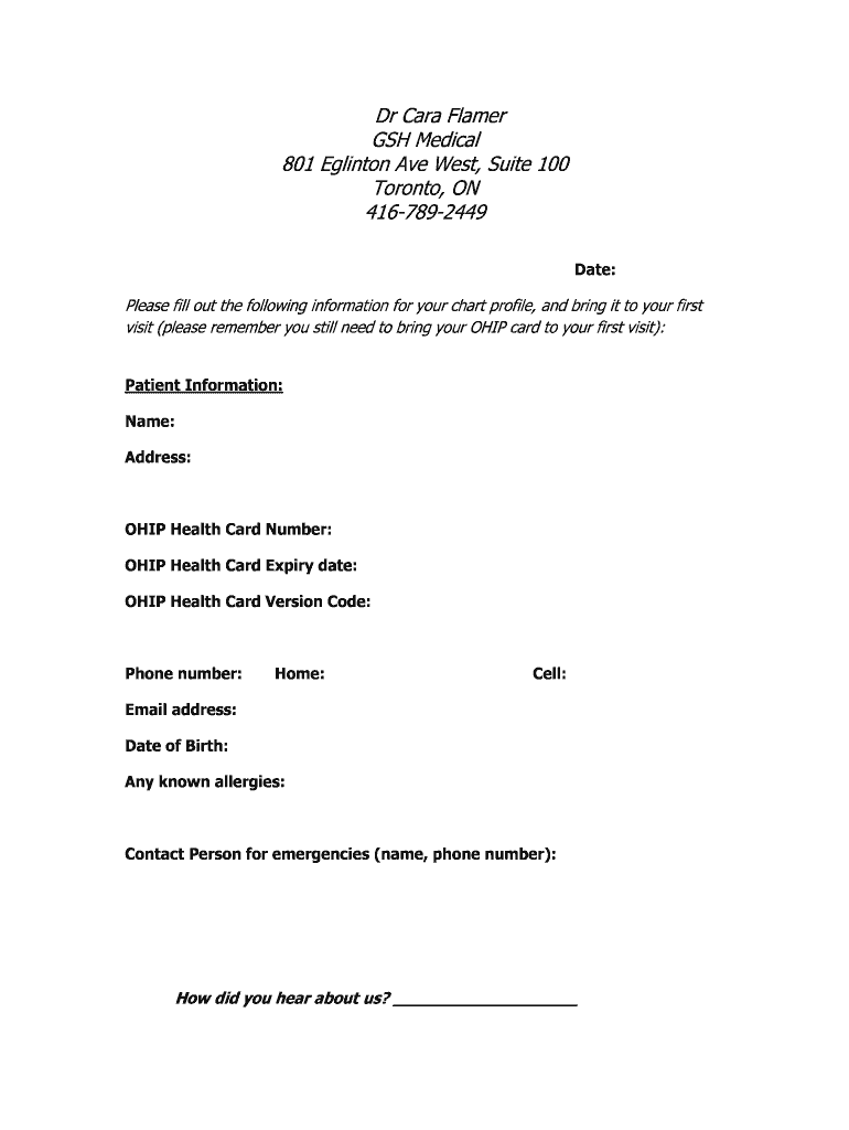 Fillable Online To Download Patient Intake Form - Toronto Bioidentical ...