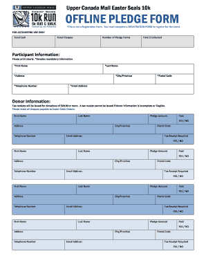 Fillable Online Upper Canada Mall Easter Seals 10k OFFLINE PLEDGE FORM ...
