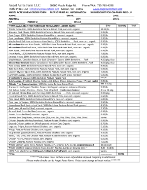Fillable Online angelacresfarm Order form - Angel Acres Farm ...