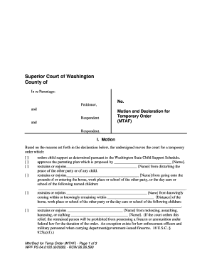 Fillable Online courts wa Motion & Declaration for Temporary Order ...