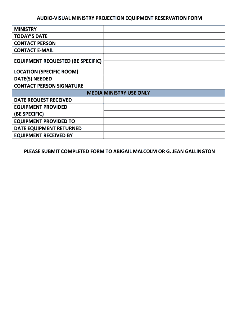 Fillable Online churchofchristinroxbury AUDIO-VISUAL MINISTRY ...