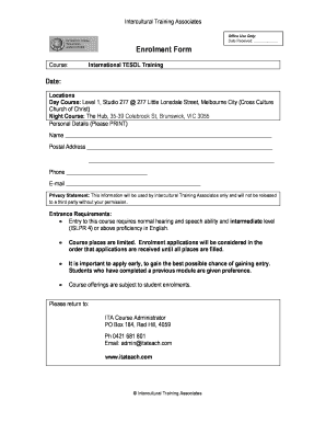 Fillable Online Office Use Only Enrolment Form Fax Email Print - pdfFiller
