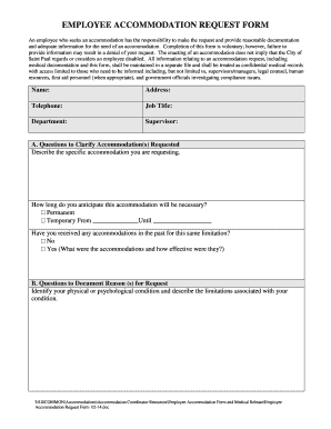 Fillable Online stpaul Employee Accommodation Request Form. Employee ...