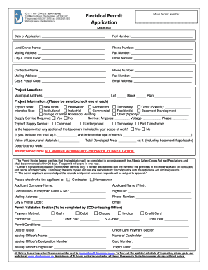 Fillable Online chestermere Electrical Permit Muni Permit Number ...