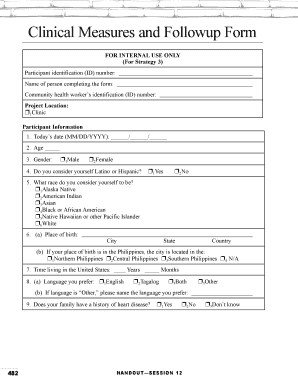 Fillable Online nhlbi nih Clinical Measures and Followup Form - nhlbi ...