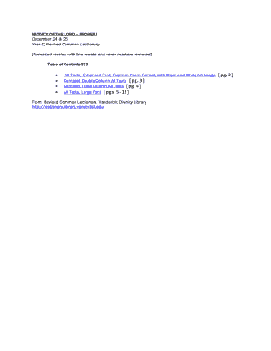 Fillable Online lectionary library vanderbilt NATIVITY OF THE LORD ...