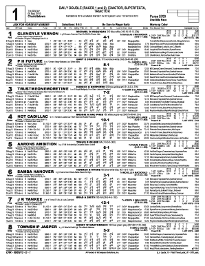Fillable Online 1 DAILY DOUBLE (RACES 1 and 2), EXACTOR, SUPERFECTA ...