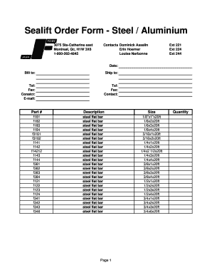 Fillable Online jeanfoisy Sl order form steel aluminium - Jean Foisy ...