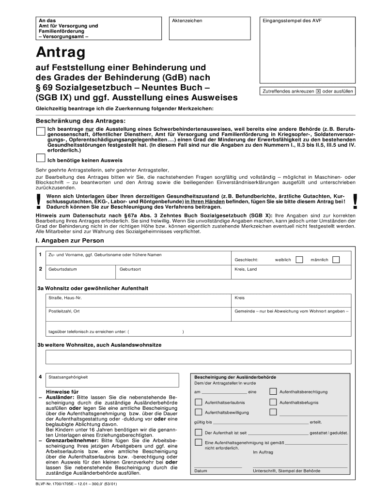 Ausfüllbar Online wildflecken An das Amt fr Versorgung und ...