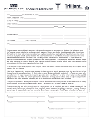Fillable Online CO-SIGNER bAGREEMENTb Fax Email Print - pdfFiller