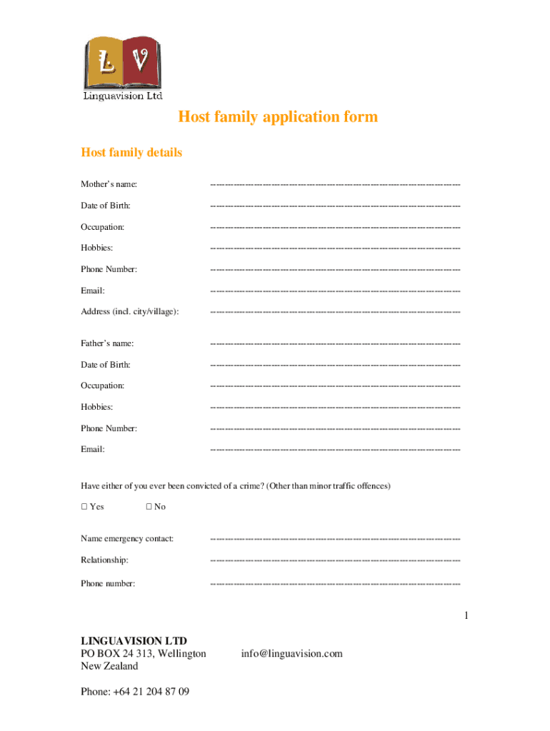 Fillable Online Host family application form.doc.doc Fax Email Print ...