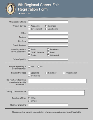 Fillable Online 8th Regional Career Fair Registration Form - creenation ...