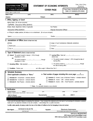 Fillable Online calpers ca CALIFORNIA FORM 700 Date Initial Filing ...