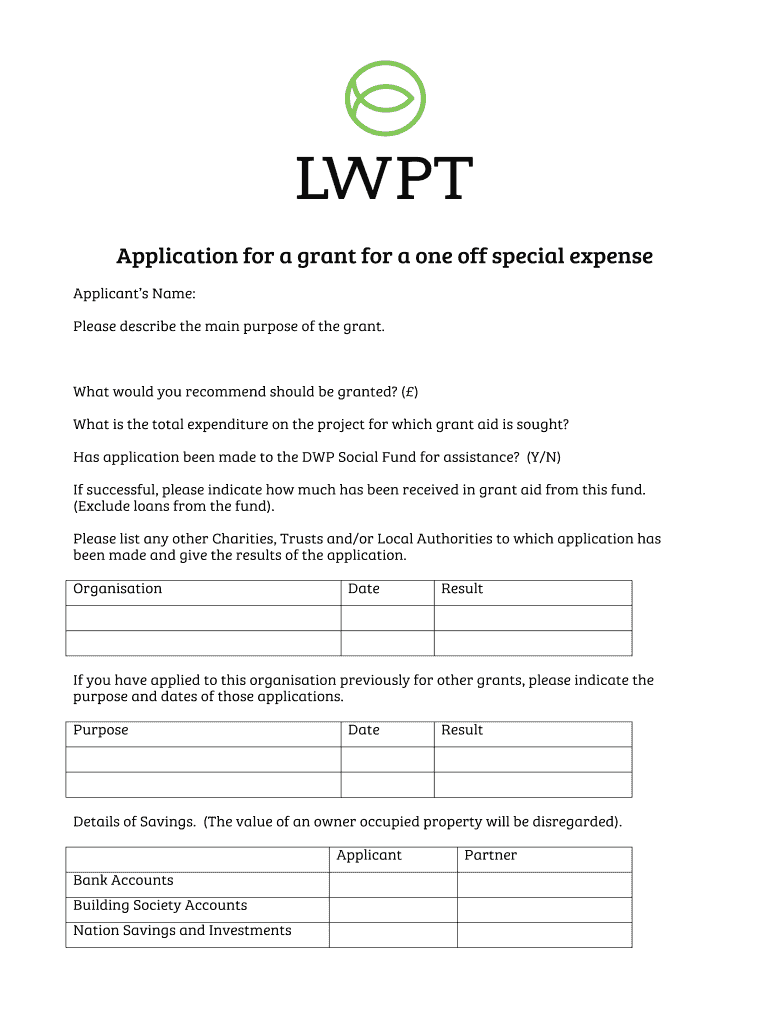 Fillable Online lwpt org Hardship Grant One Off Application Form G3doc ...