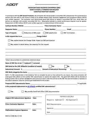 Fillable Online azdot DBE Substitution or Termination Request - LPAs ...