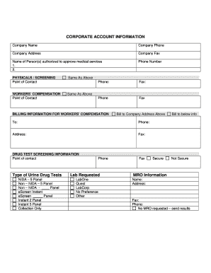 Fillable Online CORPORATE ACCOUNT INFORMATION Fax Email Print - pdfFiller