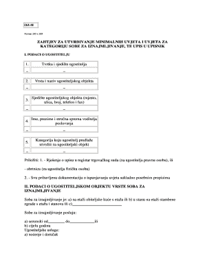 Fillable Online uduvz Obrazac zahtjeva sobe za iznajmljivanje - uduvzhr Fax Email Print - pdfFiller