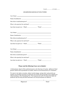 Fillable Online BOARDING MEDICATION FORM - bgoodcatsbbcomb Fax Email ...