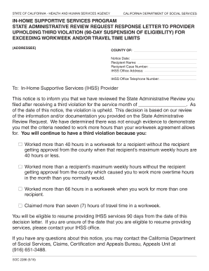 Fillable Online cdss ca In-home supportive services program state ...