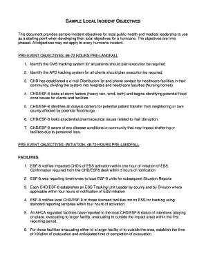 Fillable Online SAMPLE LOCAL INCIDENT OBJECTIVES Fax Email Print ...