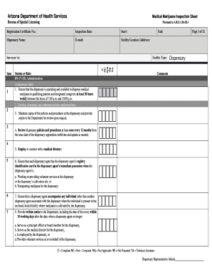 Fillable Online azdhs Dispensary Inspection Report - azdhs Fax Email ...