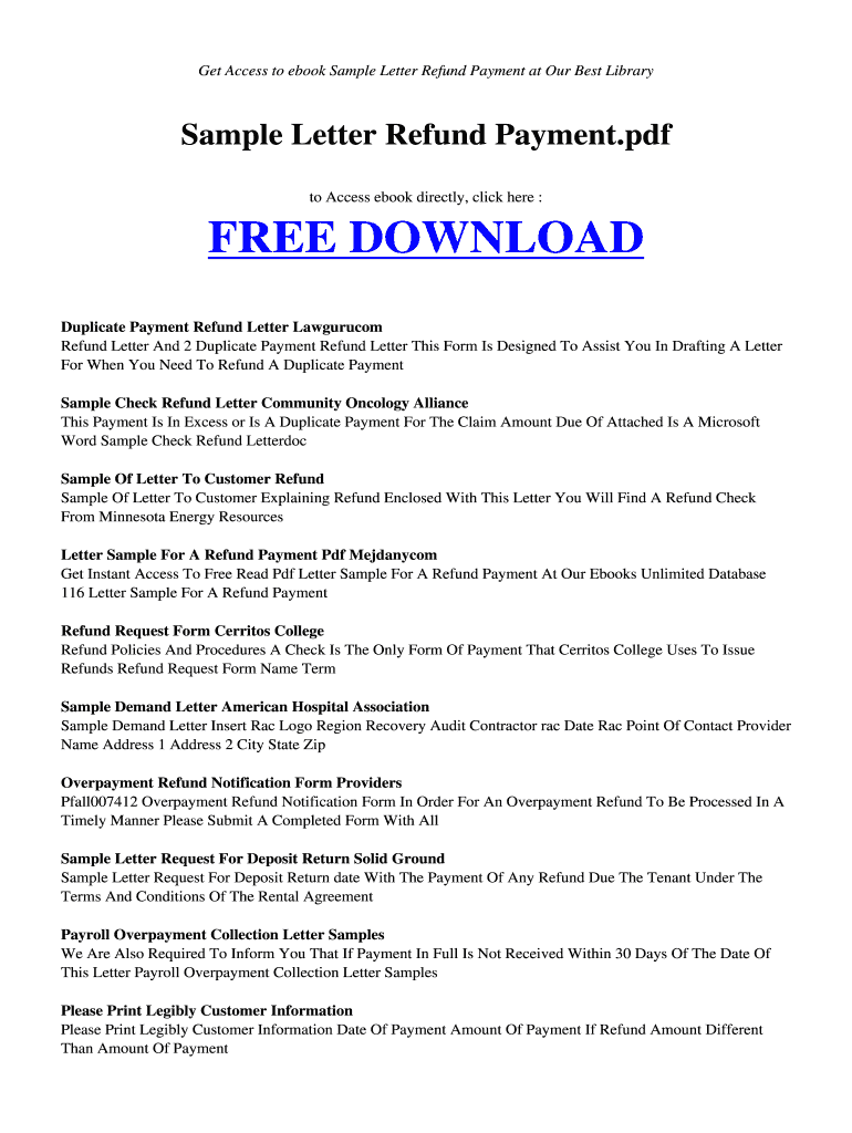 Fillable Online ilusi esy SAMPLE LETTER REFUND PAYMENTPDF Free Read ...