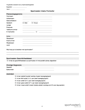 Intake Formulier - Online invullen, afdrukbaar, invulbaar, blanco ...
