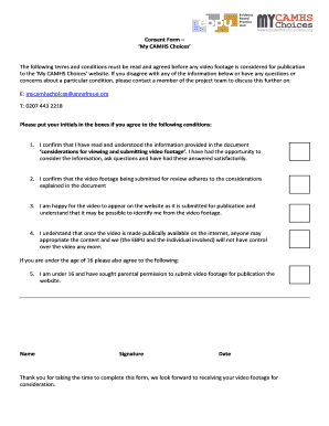 Fillable Online mycamhschoices Consent Form My CAMHS Choices Please put ...