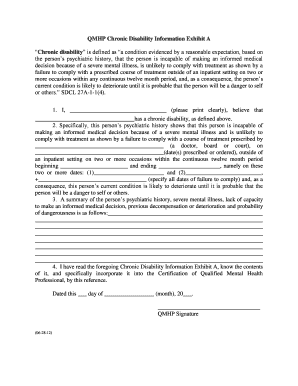 Fillable Online dss sd QMHP Chronic Disability Information Exhibit A ...