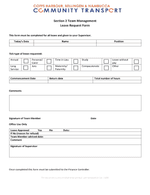 Fillable Online communitytransport net Section 2 Team Management Leave ...
