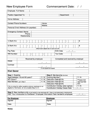 Fillable Online hhaassociates co New Employee Form Commencement Date ...
