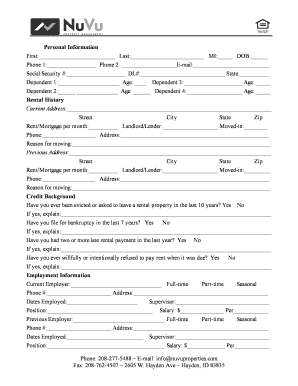Fillable Online NuVu Application 2 Fax Email Print - pdfFiller