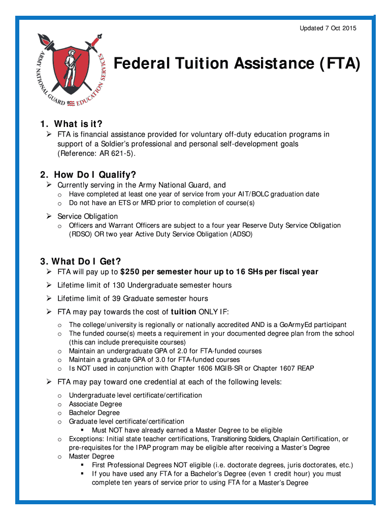 Fillable Online Federal Tuition Assistance (FTA) Fax Email Print ...