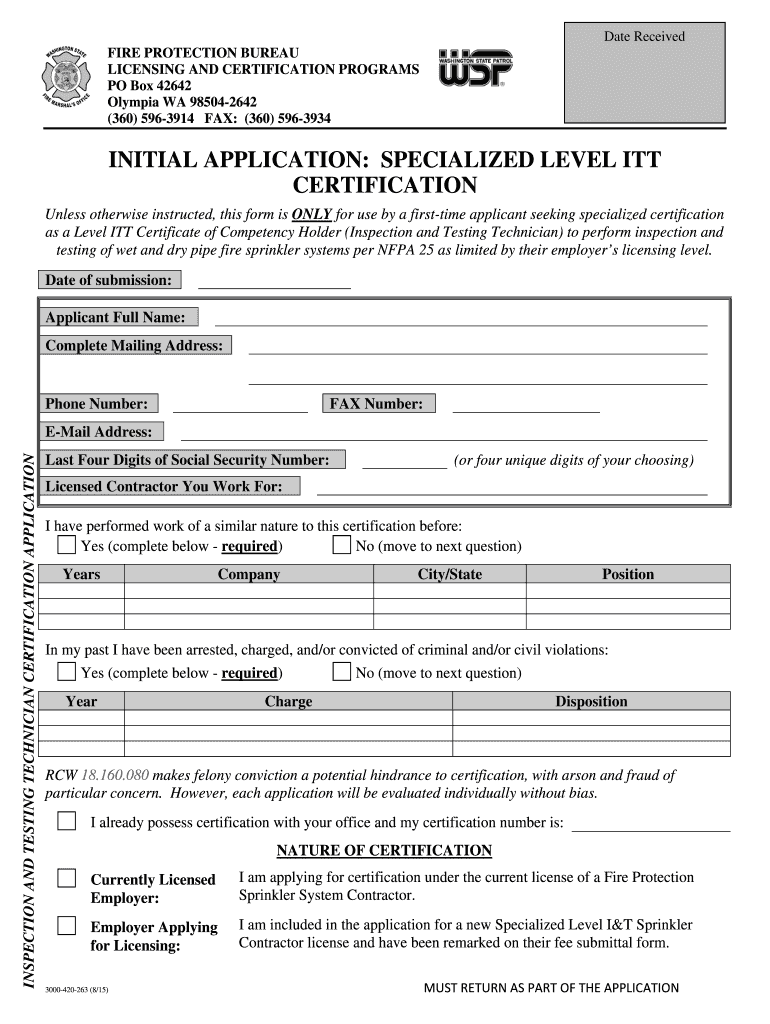Fillable Online wsp wa Certificate of Competency Application Level ITT ...