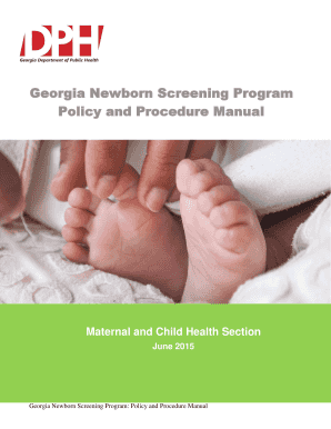 Fillable Online Newborn Screening Manual Georgia Universal Newborn ...