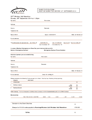 Fillable Online SUBSTITUTION FORM MUST BE SUBMITTED BEFORE 10 Fax Email ...
