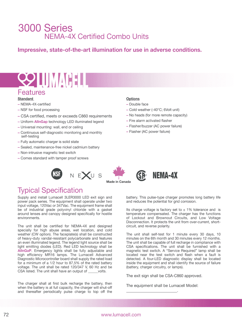 Fillable Online 22Lu3LER3000Eng 3000 Series NEMA-4X Certified Combo Units Fax Email Print ...