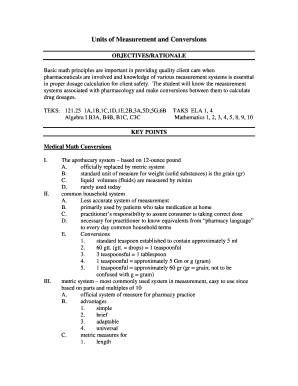 Fillable Online Units of Measurement and Conversions Fax Email Print ...