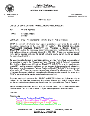 Fillable Online doa la OSUP Procedures and Forms for ISIS HR Void and ...