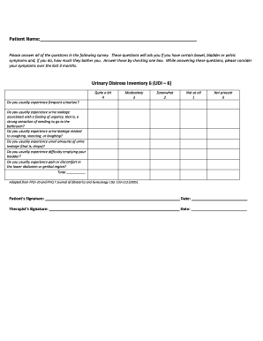Fillable Online Urinary Distress Index Fax Email Print - pdfFiller