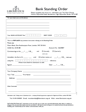 Fillable Online libertatem org Bank Standing Order - bLibertatemb ...