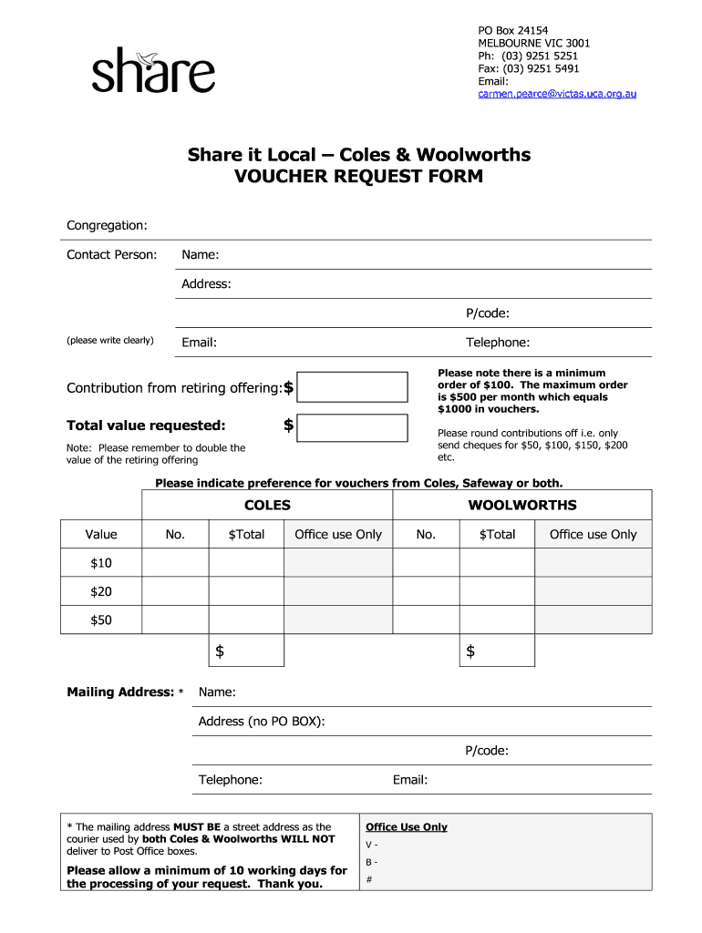 Fillable Online shareappeal org Share it Local Coles amp Woolworths ...